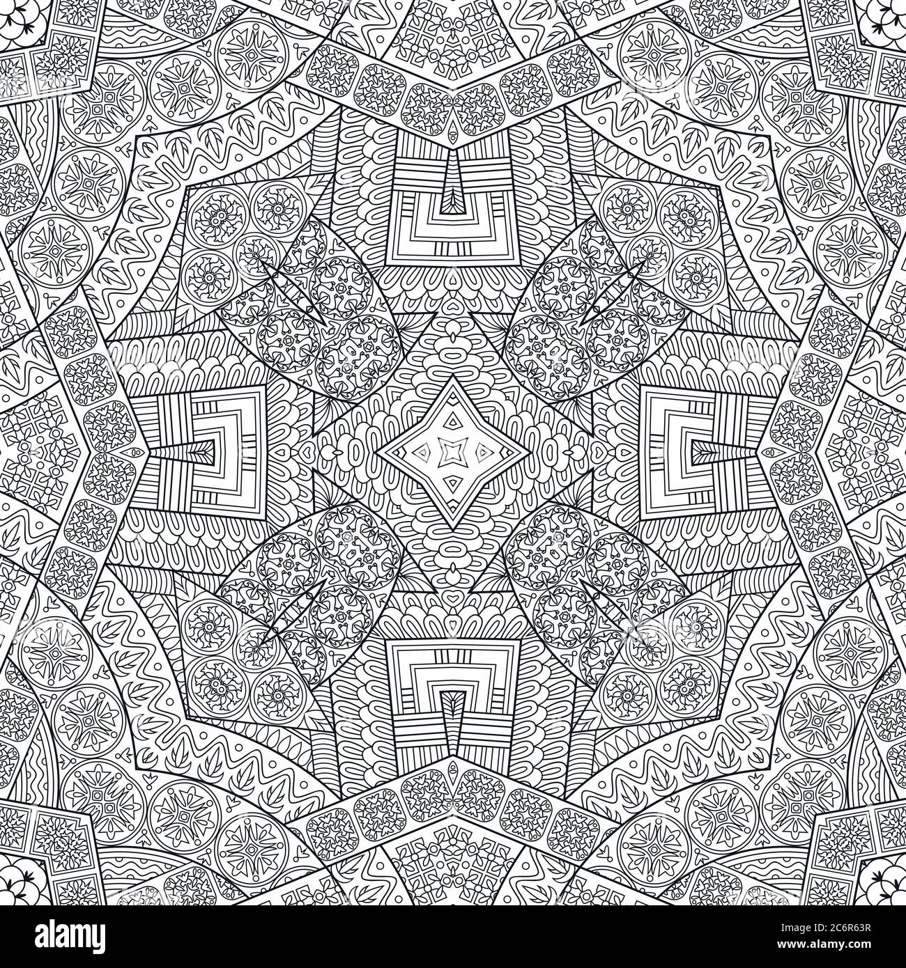 Vector ethnic hand drawn line art seamless pattern Stock Vector Image ...