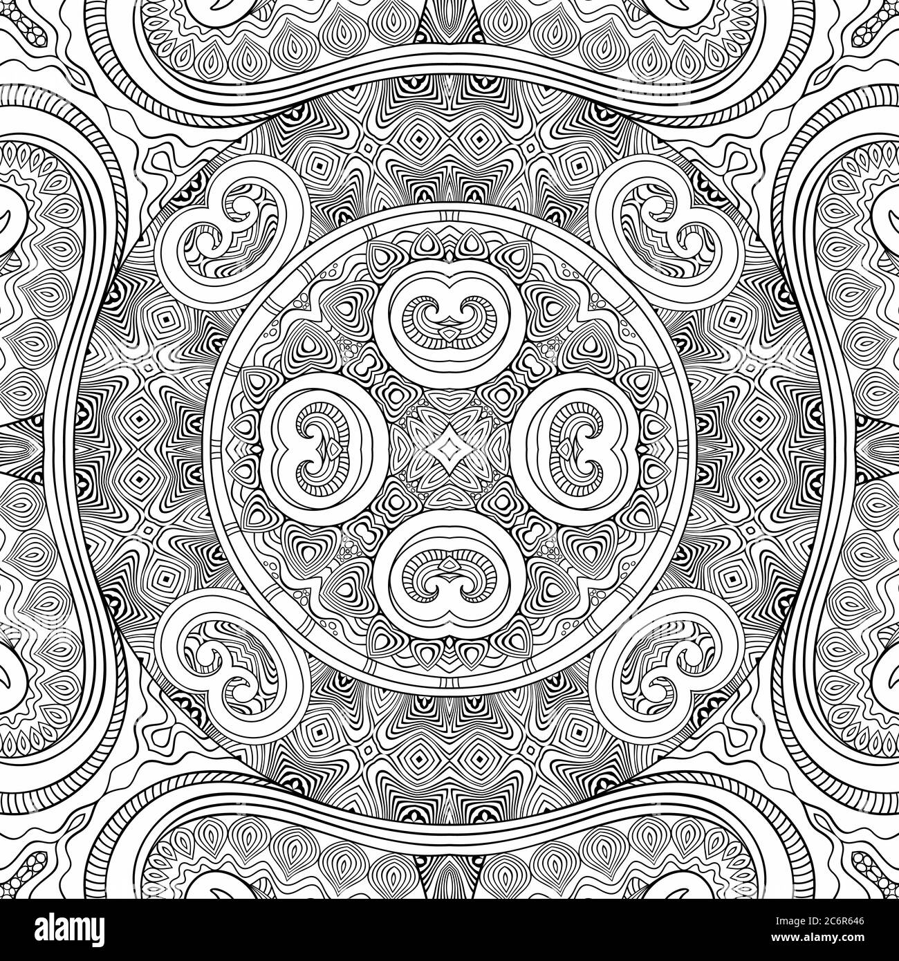 Vector ethnic hand drawn line art seamless pattern Stock Vector Image ...