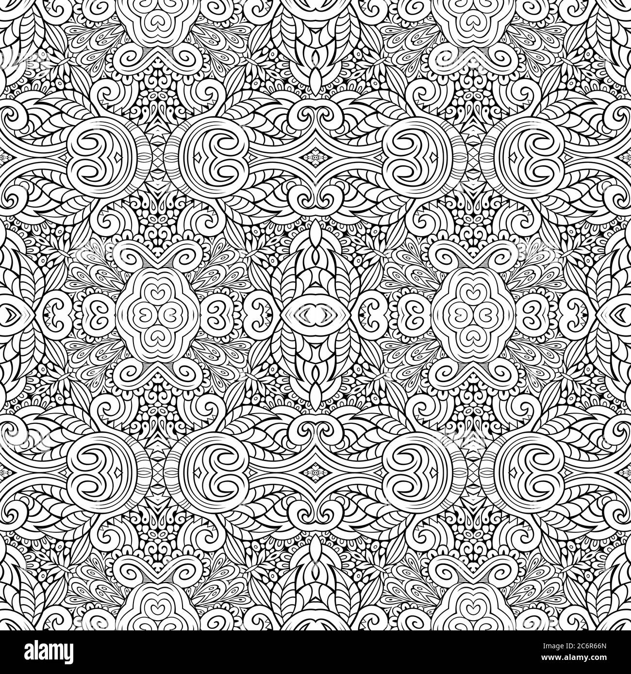 Vector ethnic hand drawn outline seamless pattern Stock Vector Image ...