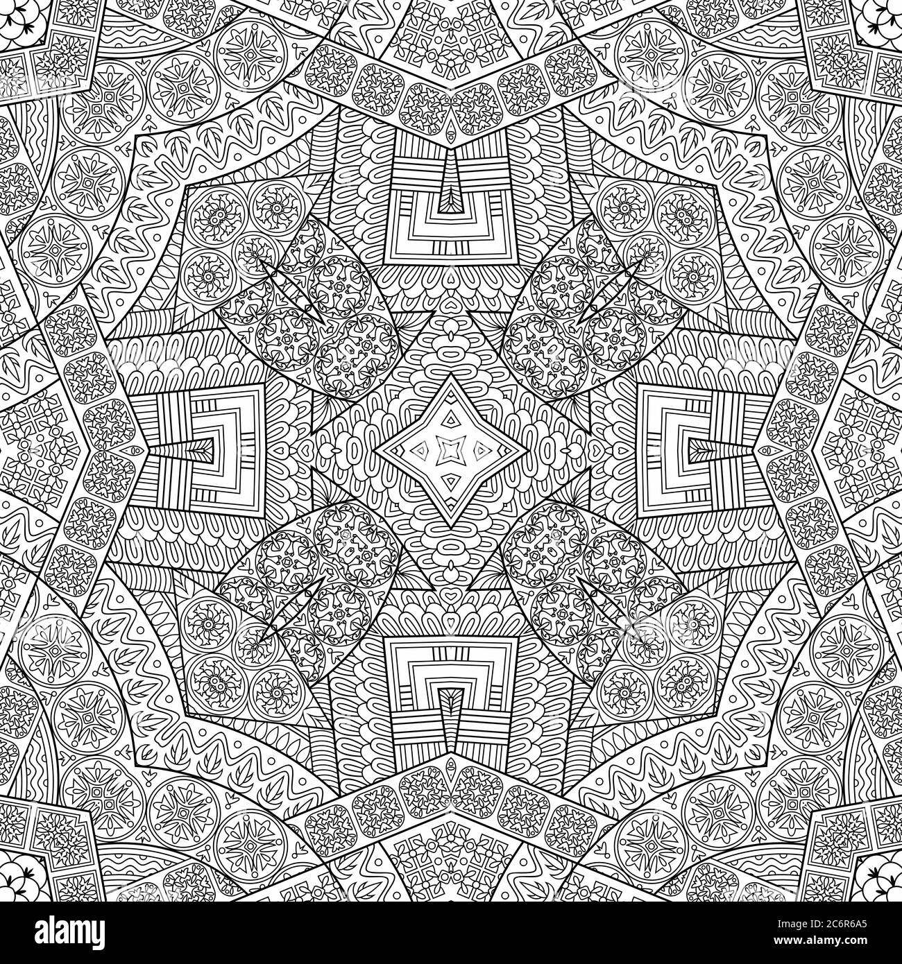 Vector ethnic hand drawn line art seamless pattern Stock Vector Image ...
