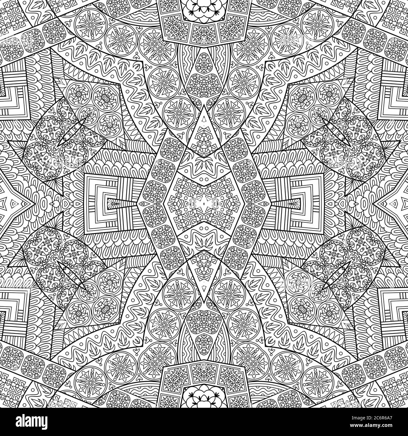 Vector ethnic hand drawn line art seamless pattern Stock Vector Image ...