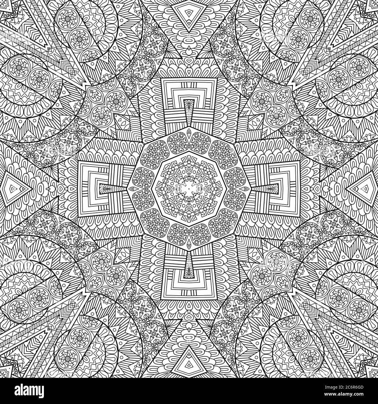 Vector ethnic hand drawn line art seamless pattern Stock Vector Image ...