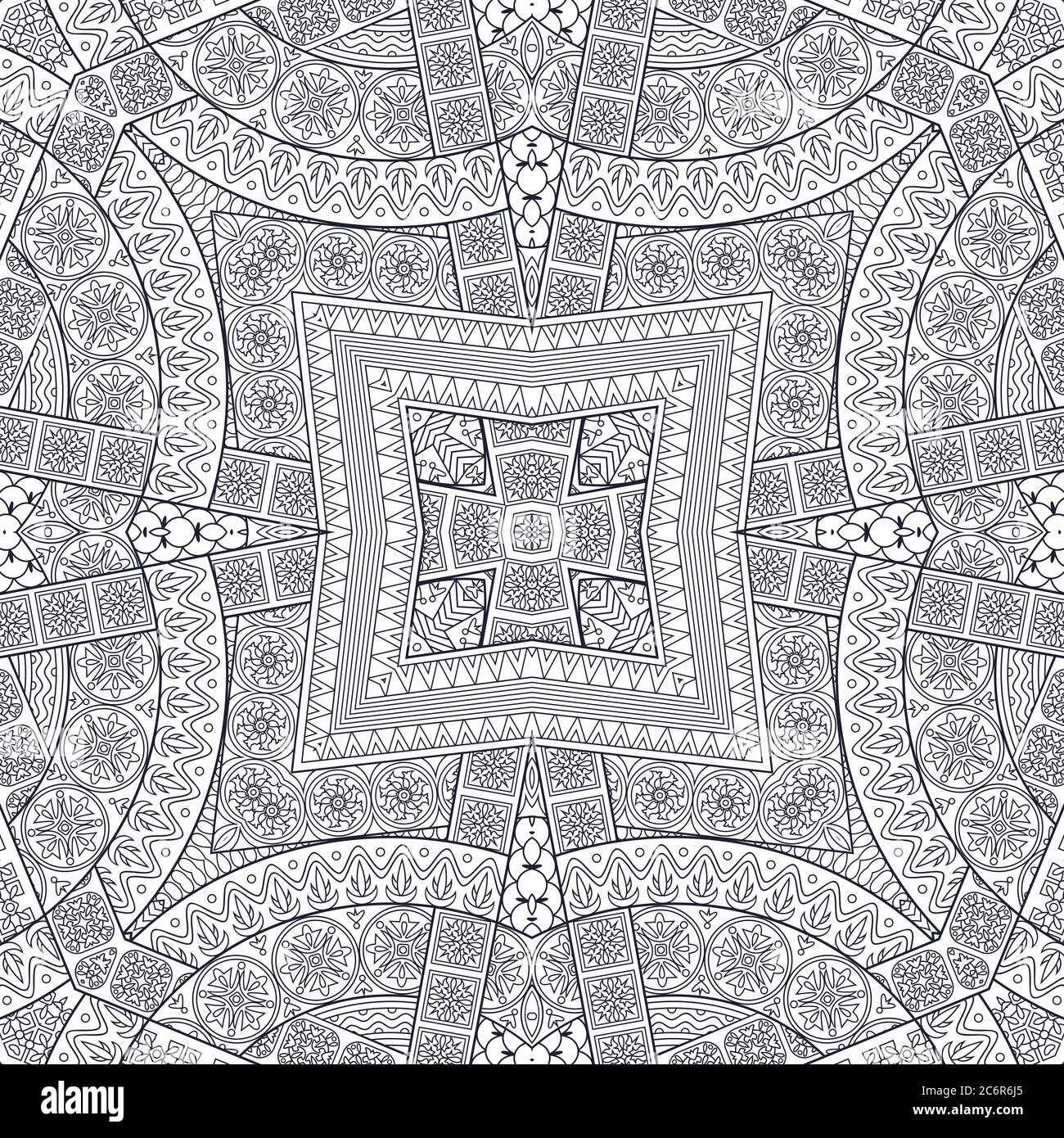 Vector ethnic hand drawn line art seamless pattern Stock Vector Image ...