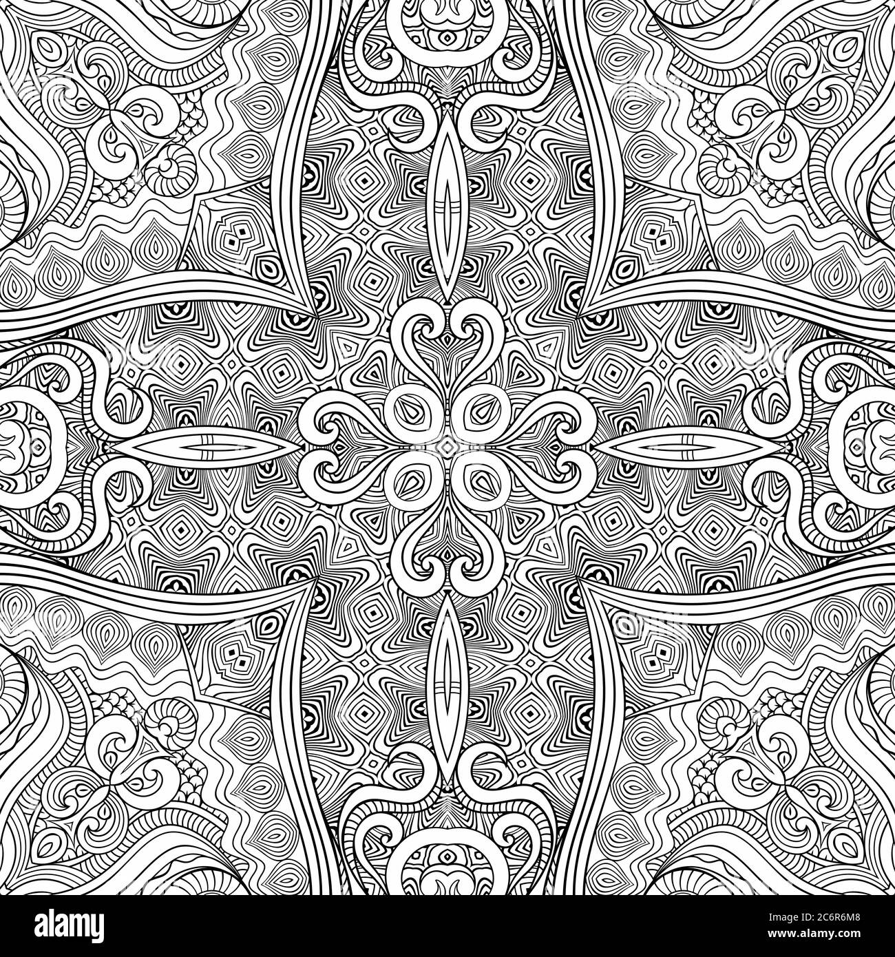 Vector ethnic hand drawn line art seamless pattern Stock Vector Image ...