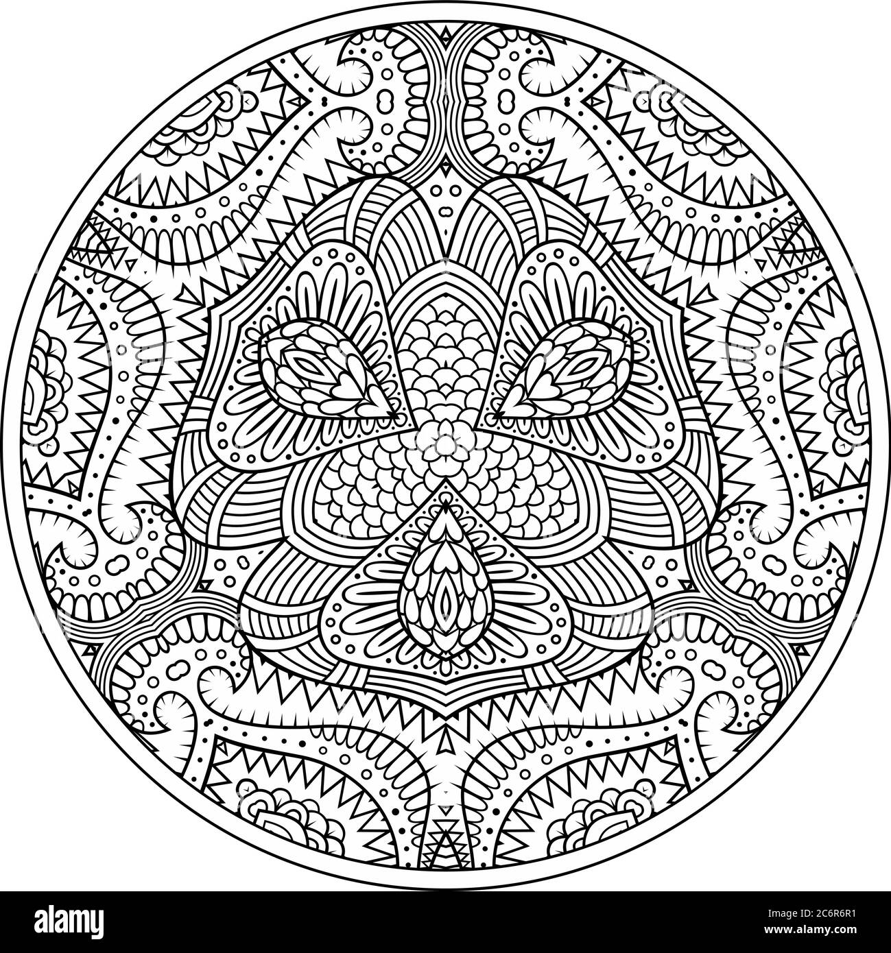 Vector floral ethnic outline hand drawn mandala Stock Vector Image ...