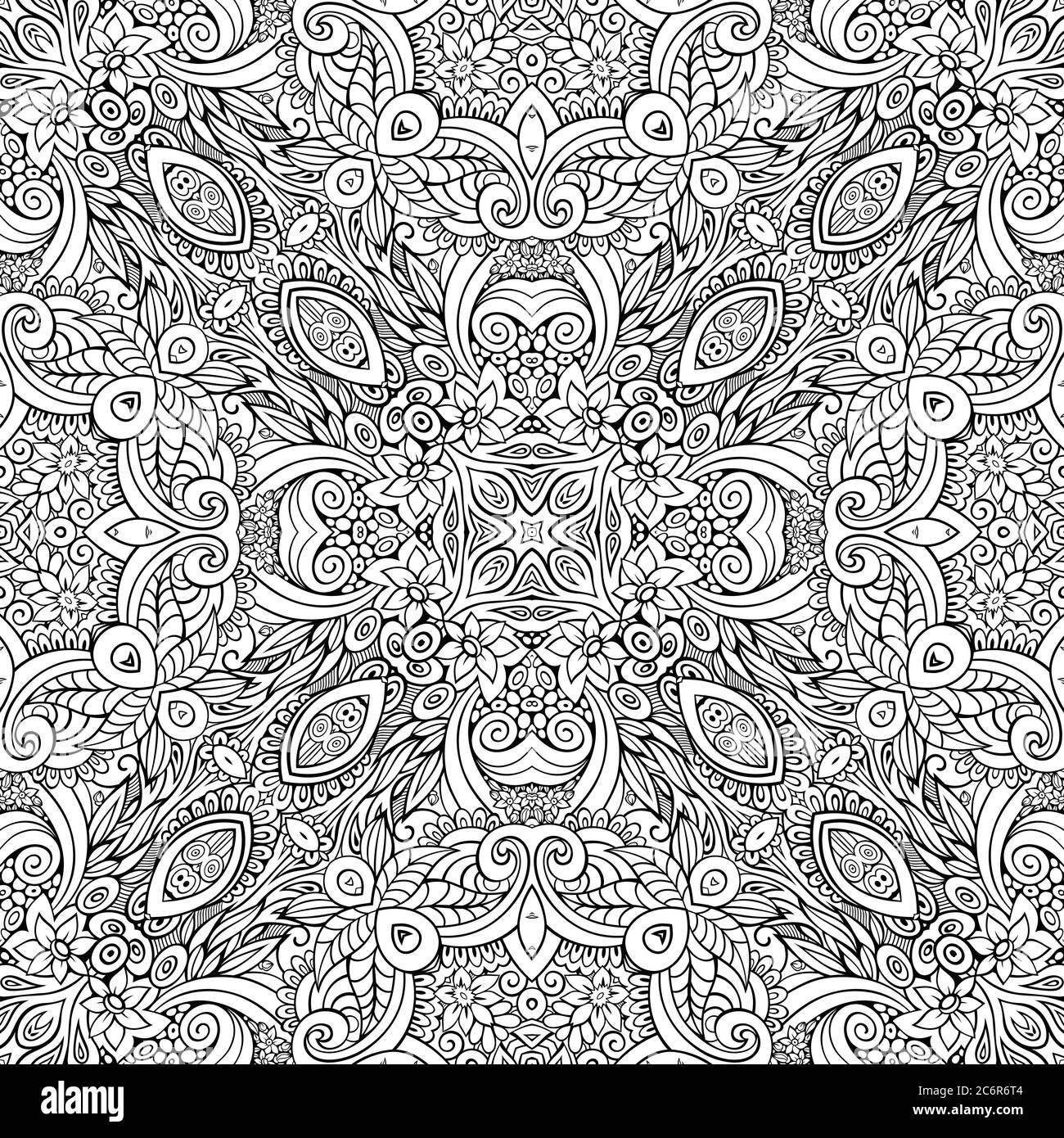Vector ethnic hand drawn line art seamless pattern Stock Vector Image ...