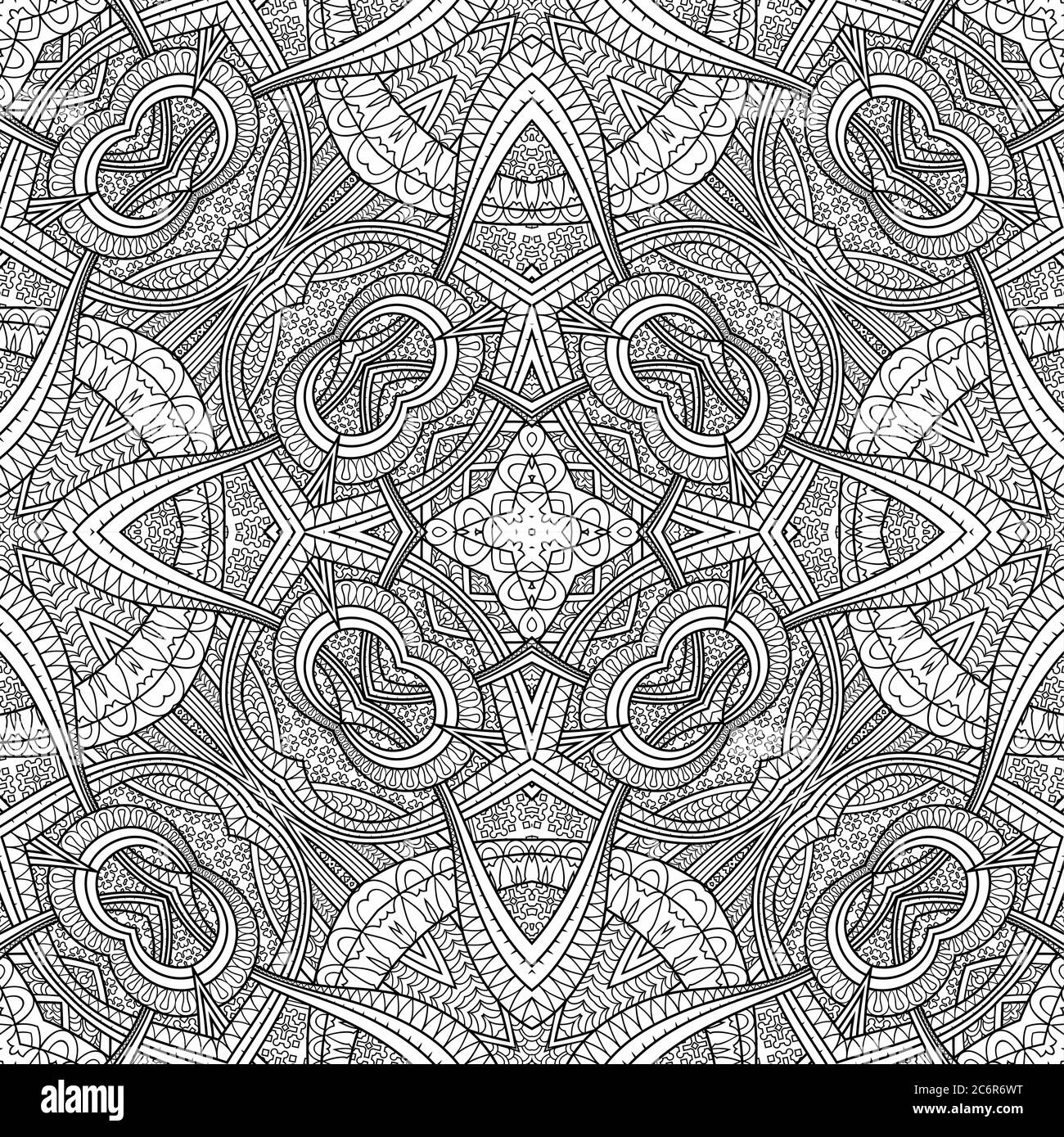 Vector ethnic hand drawn line art seamless pattern Stock Vector Image ...