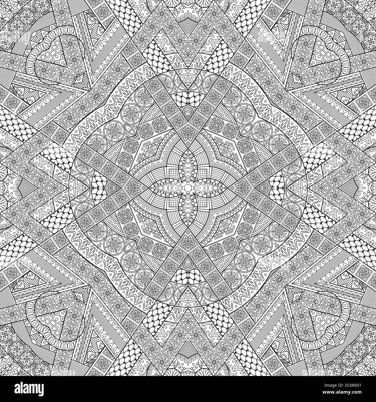 Vector ethnic hand drawn line art seamless pattern Stock Vector Image ...