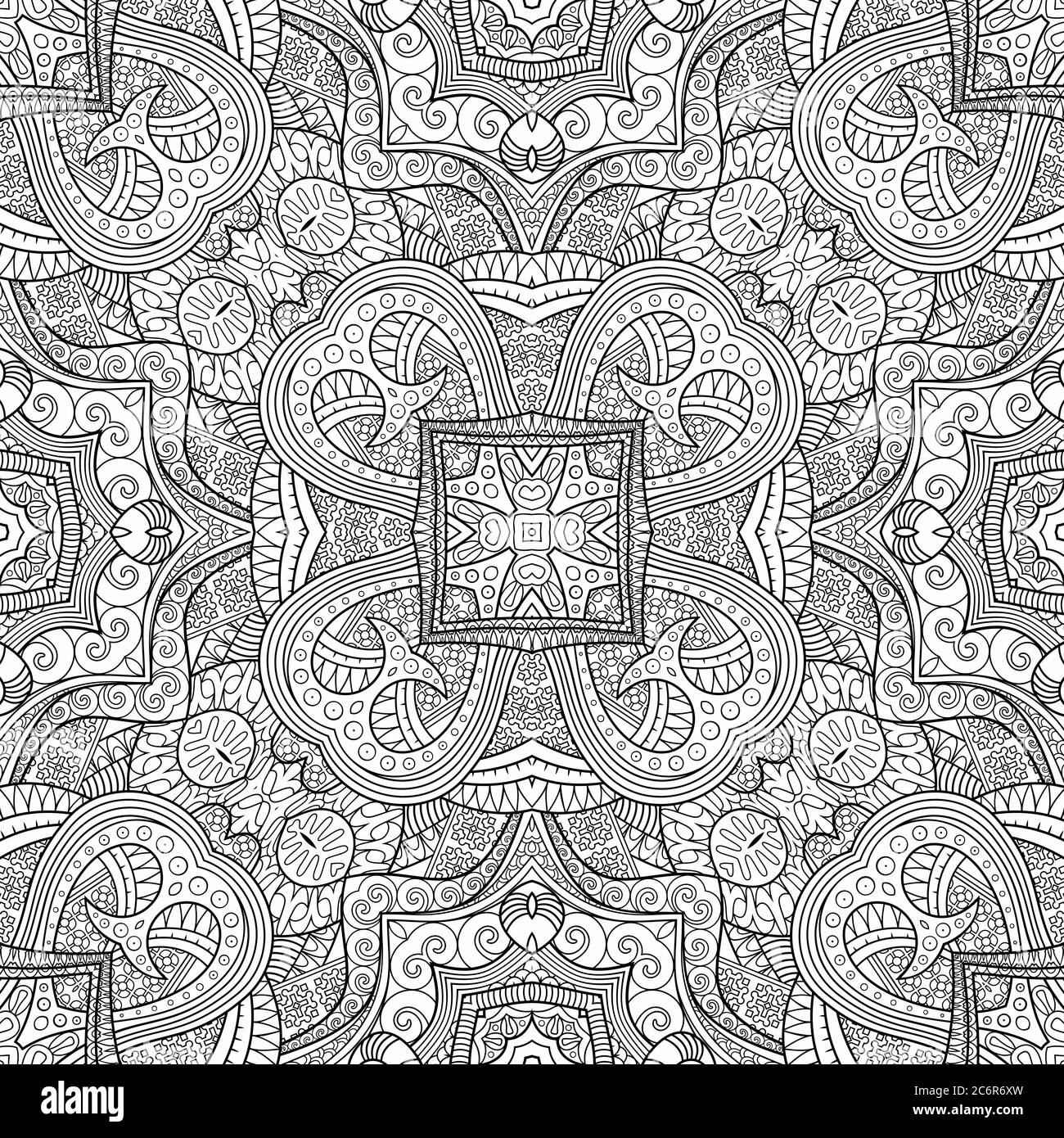 Vector ethnic hand drawn line art seamless pattern Stock Vector Image ...