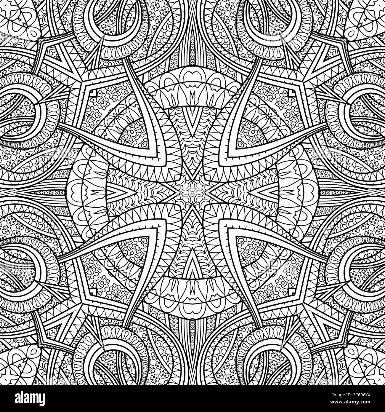 Vector ethnic hand drawn line art seamless pattern Stock Vector Image ...
