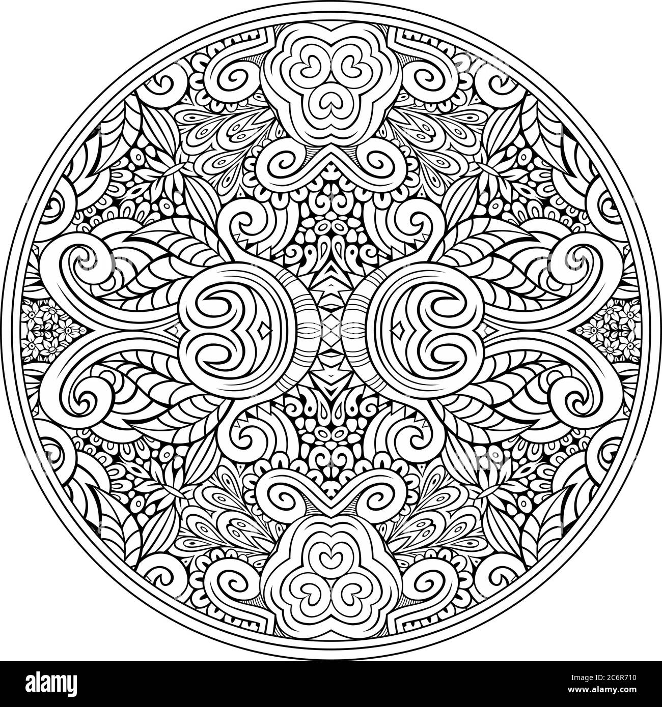 Vector floral ethnic outline hand drawn mandala Stock Vector Image ...