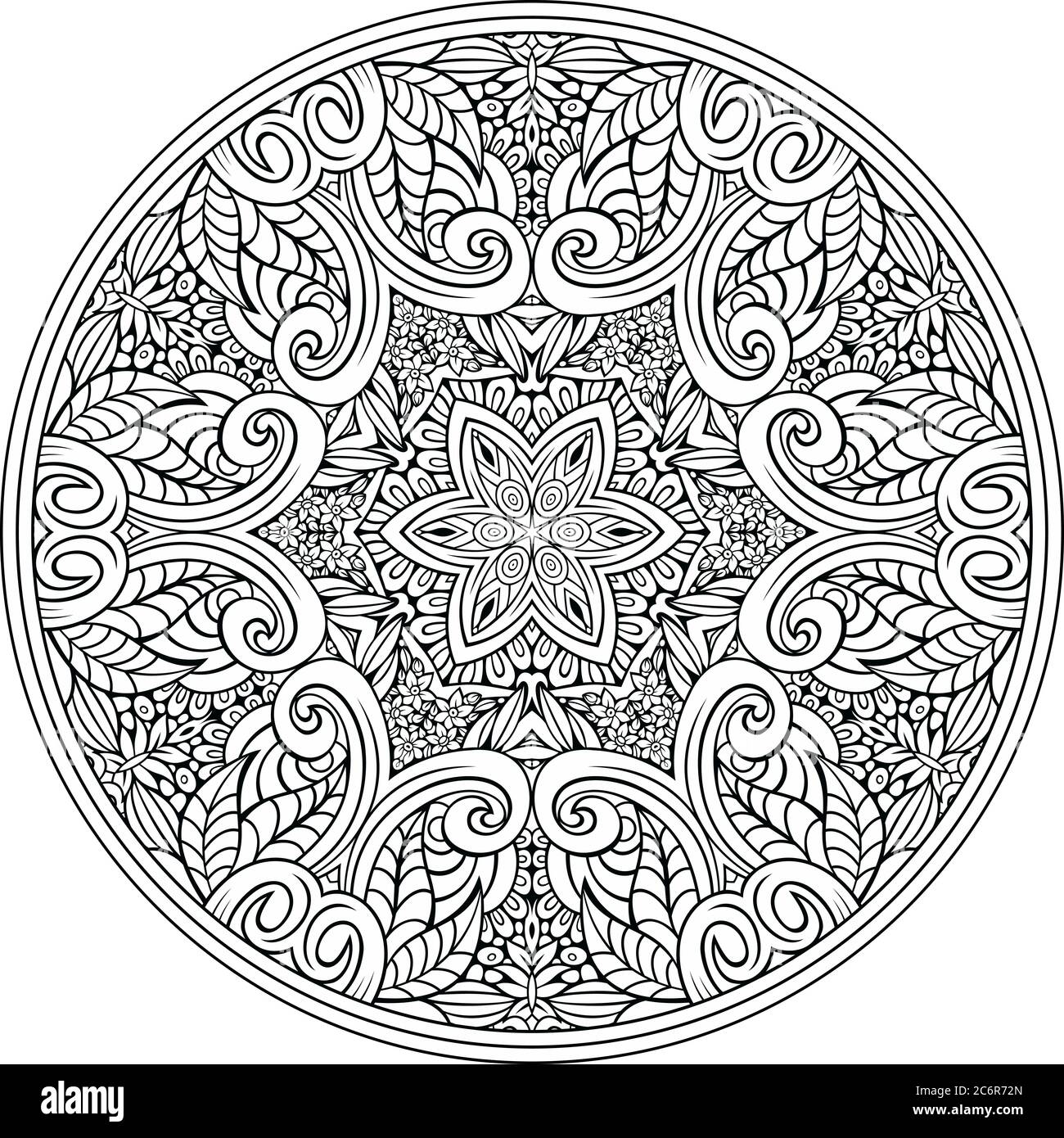 Vector floral ethnic outline hand drawn mandala Stock Vector Image ...