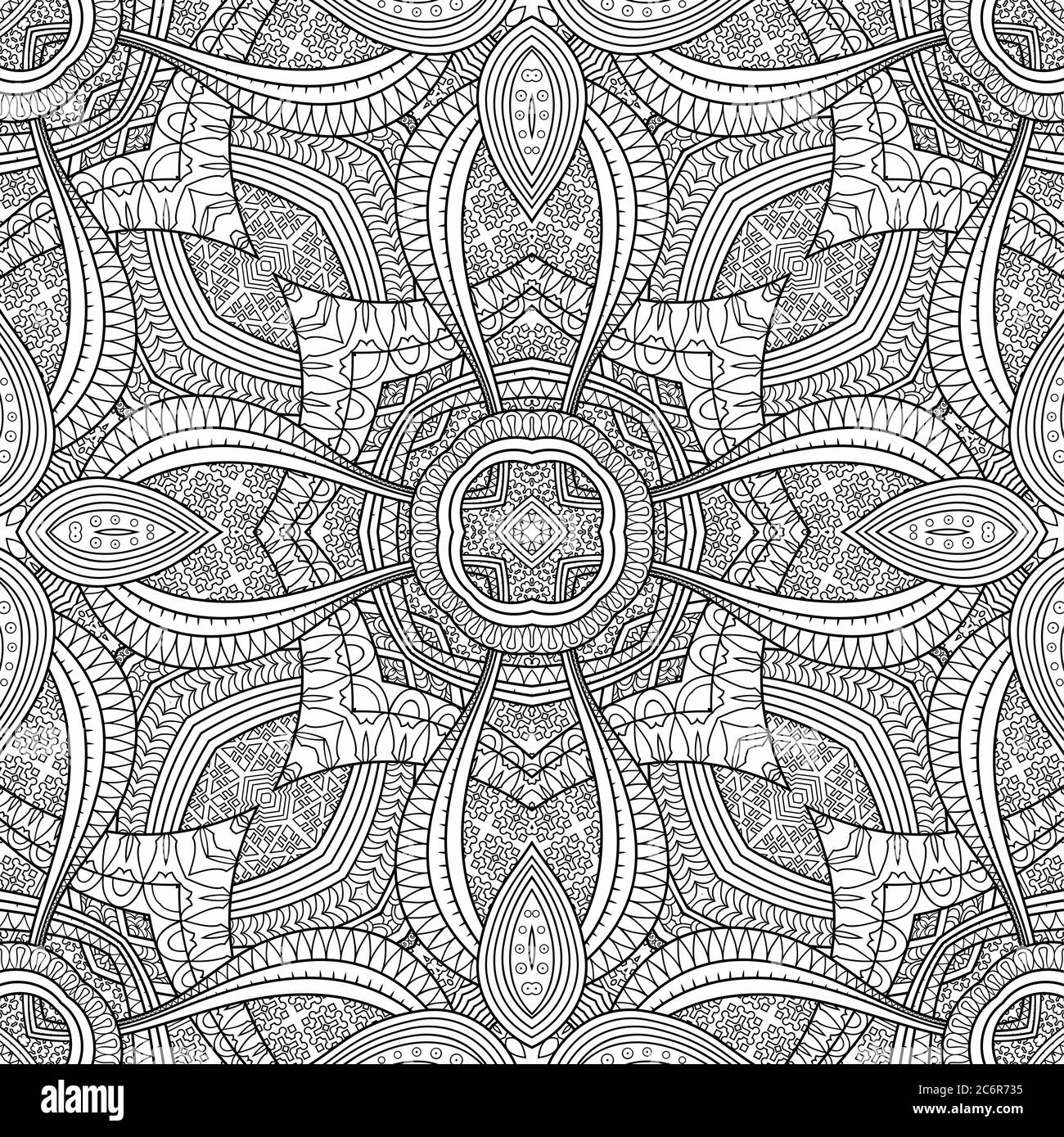 Vector ethnic hand drawn line art seamless pattern Stock Vector Image ...