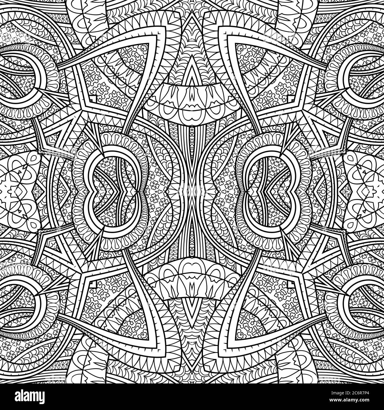 Vector ethnic hand drawn line art seamless pattern Stock Vector Image ...