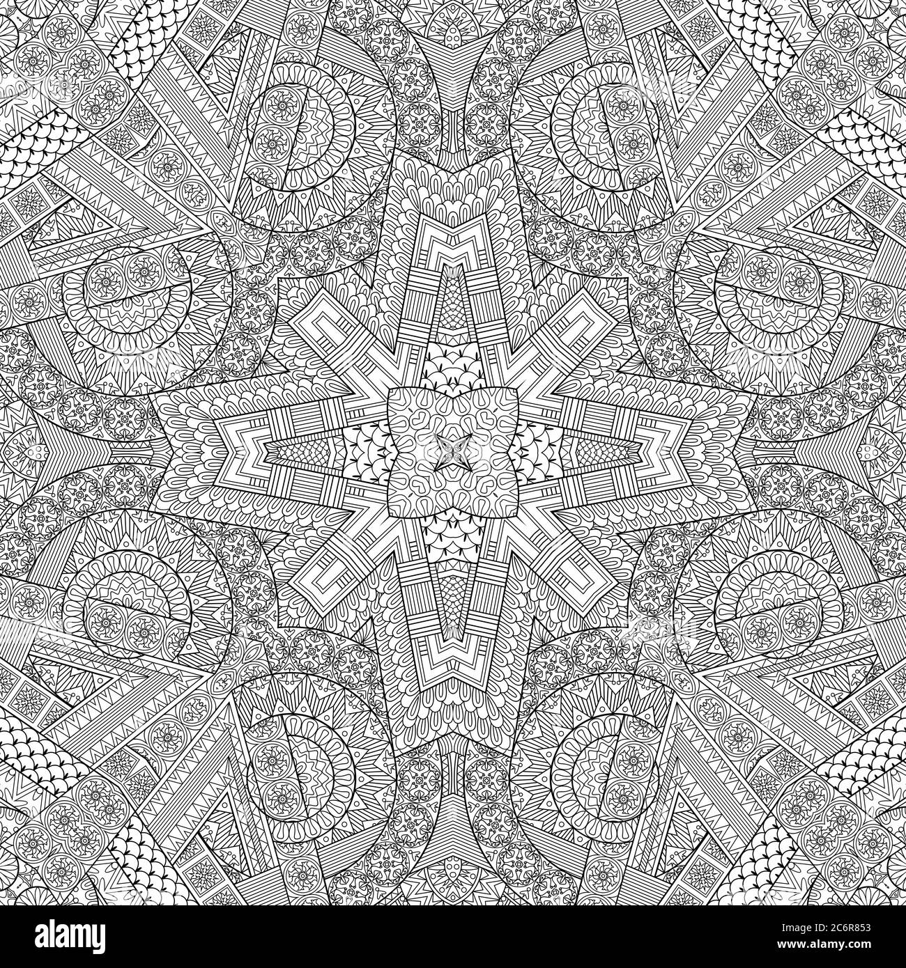 Vector ethnic hand drawn line art seamless pattern Stock Vector Image ...