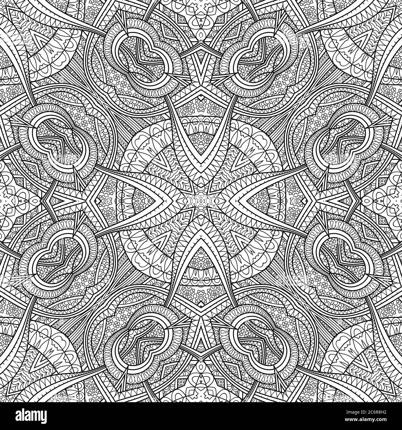 Vector ethnic hand drawn line art seamless pattern Stock Vector Image ...