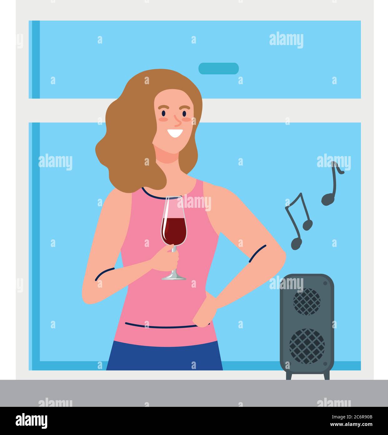 woman having party on window, isolated icon Stock Vector Image & Art ...