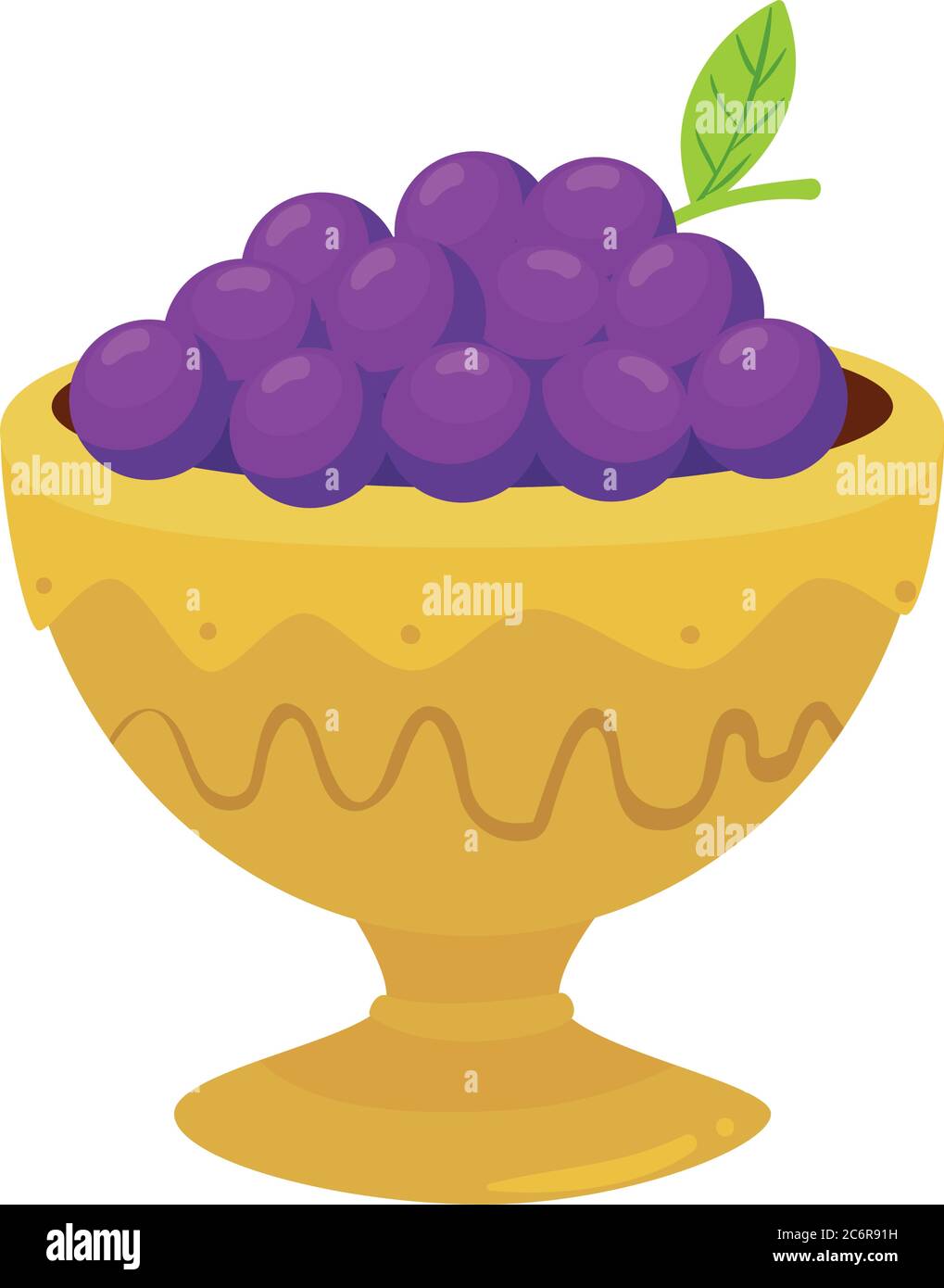 golden arabian pot with grapes, arabic culture heritage on white ...