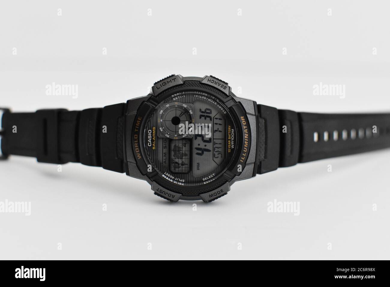 Casio Men's World Time Digital Sport Watch, Black/Silver AE1000W-1BV ...