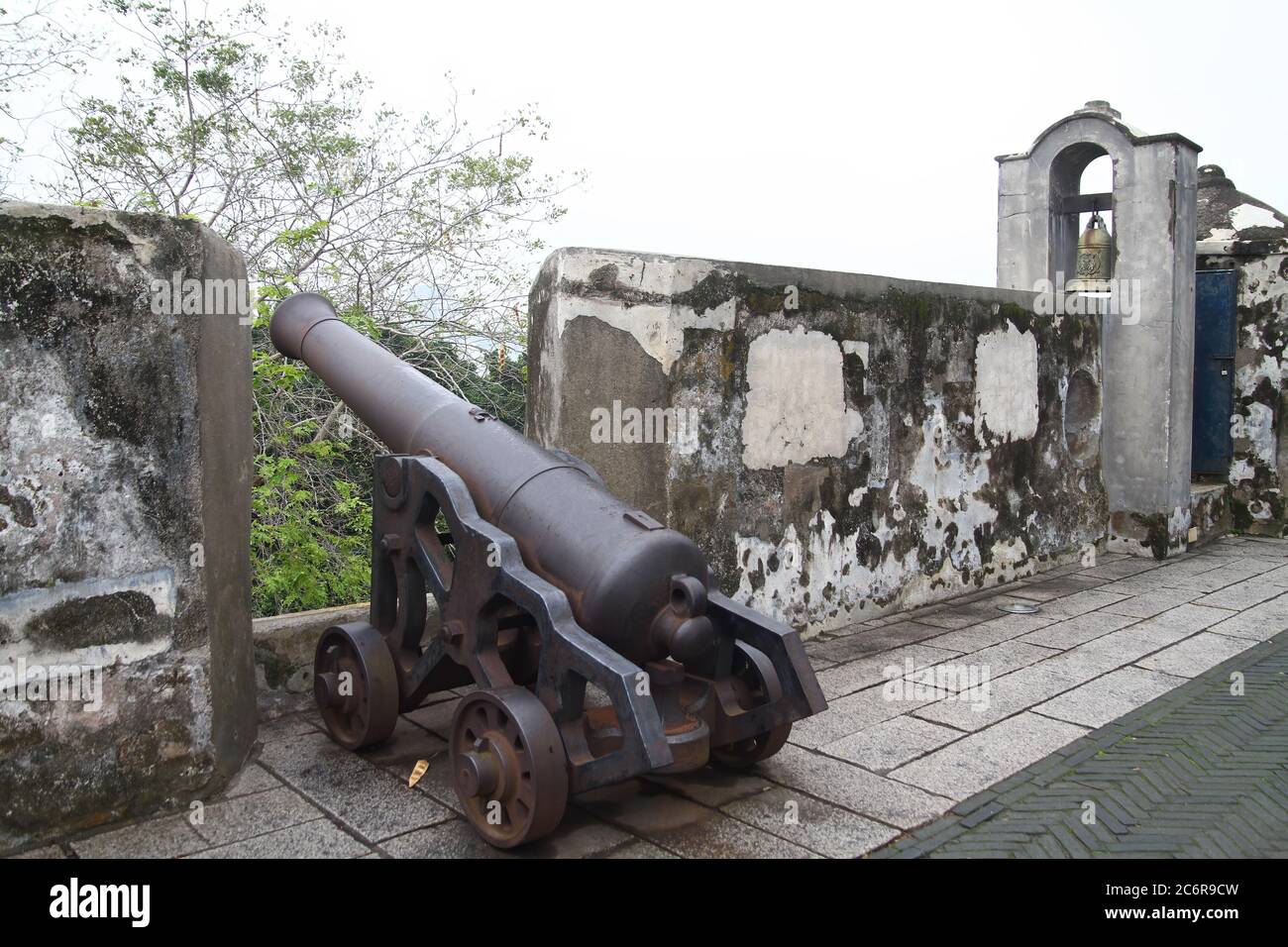 Cloudy view of the cannon of Monte Fort at Macao, China Stock Photo - Alamy