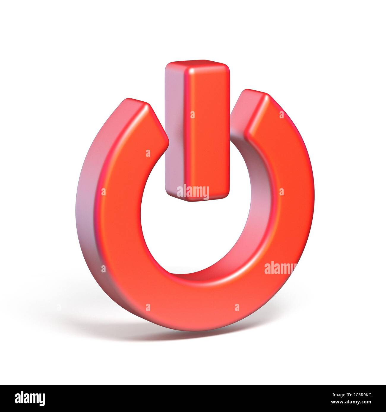 Red power switch sign 3D render illustration isolated on white ...