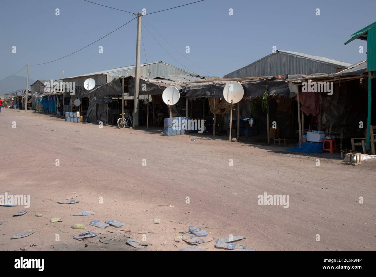 Shacks in the small, desolate shanty town of Afdera. Afar Region ...