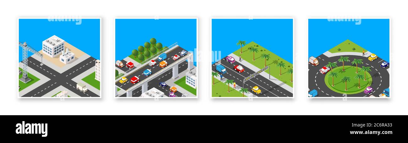 Isometric set 3d module block district part Stock Vector Image & Art ...