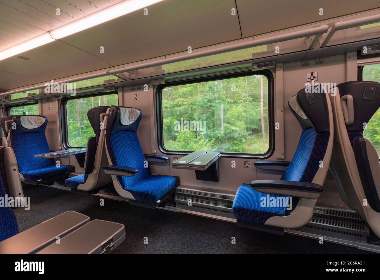 Interior of an empty passanger train Stock Photo - Alamy