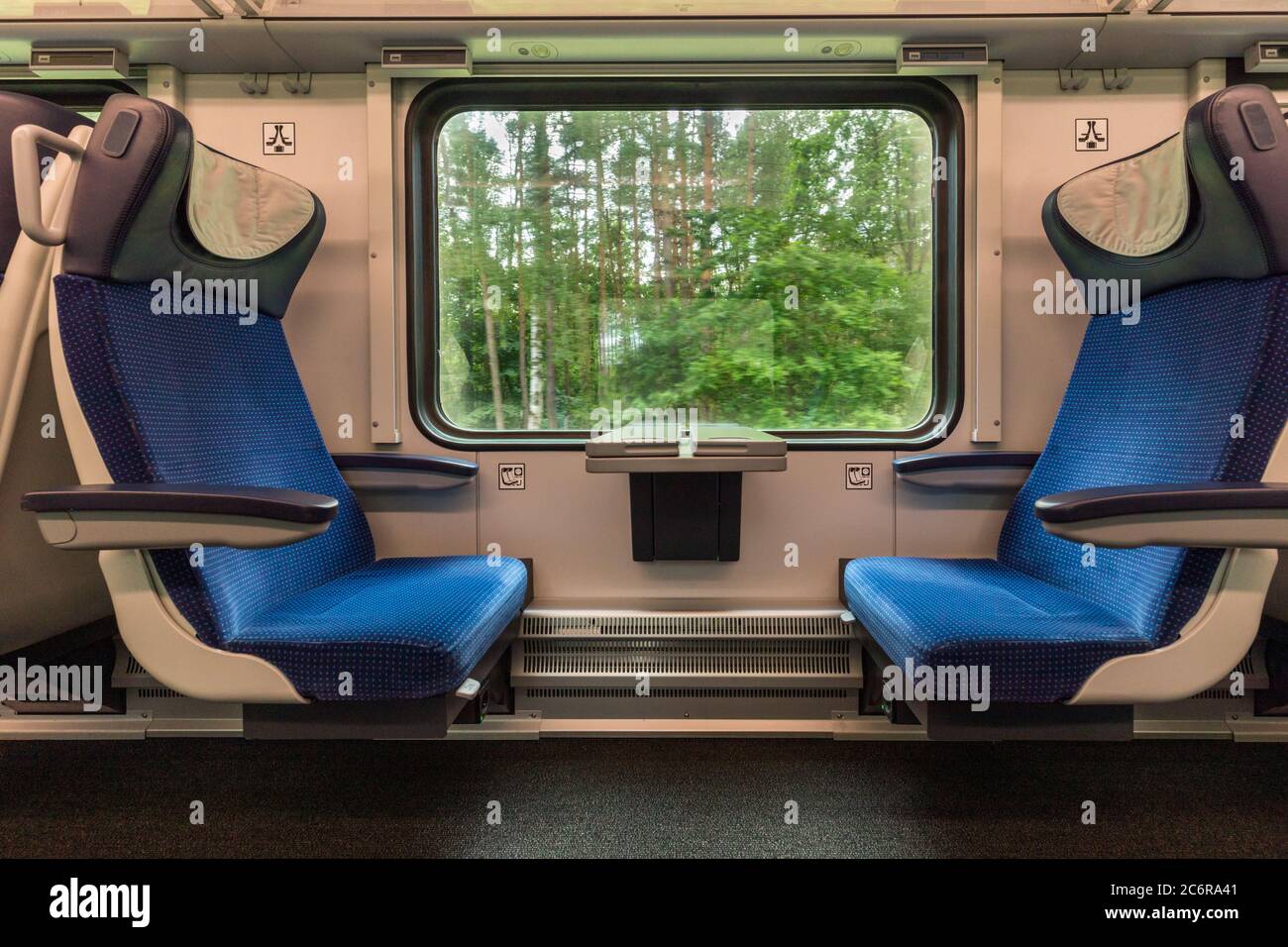 Interior of an empty passanger train Stock Photo - Alamy