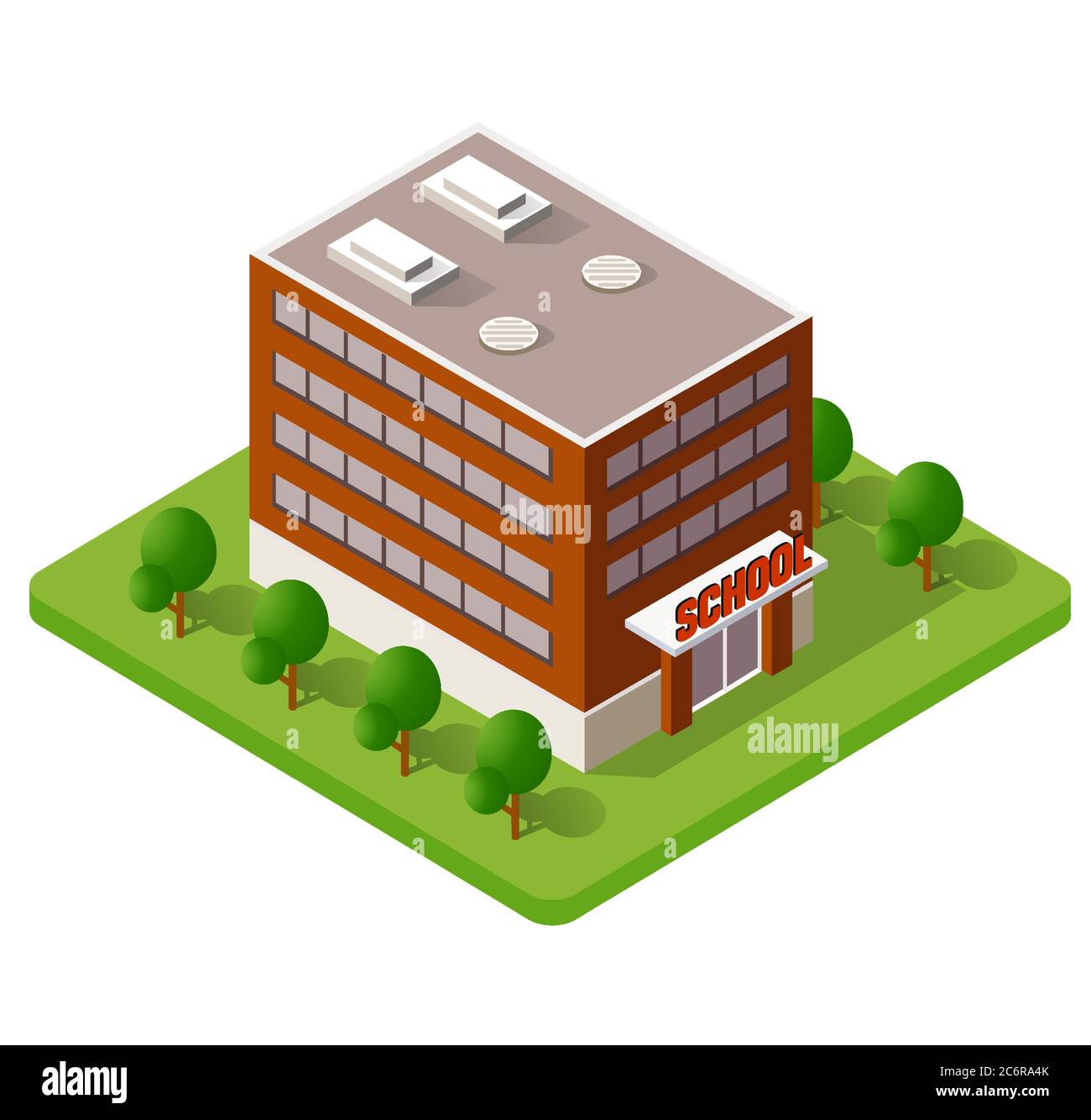 Facade school building road Stock Vector Images - Alamy