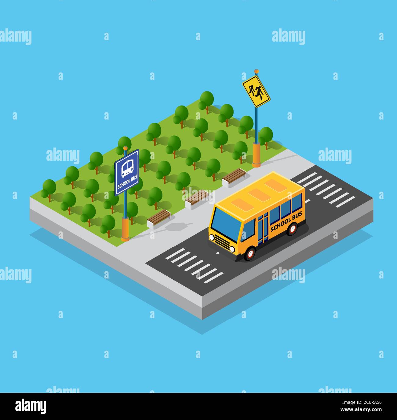 School bus parking lot Stock Vector Images - Alamy
