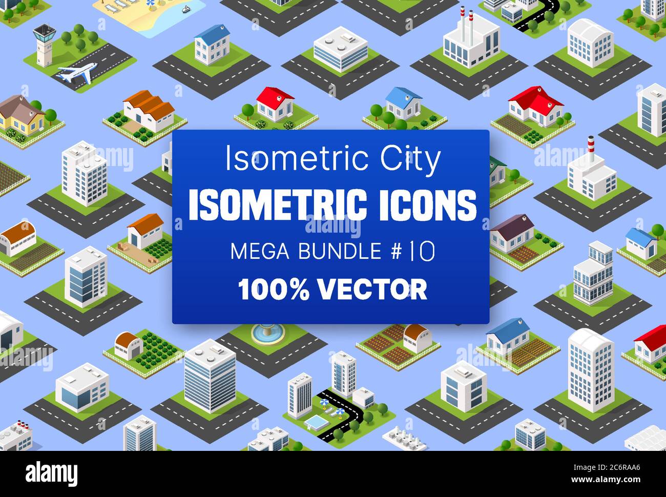 Isometric set building houses icons of blocks module Stock Vector Image ...