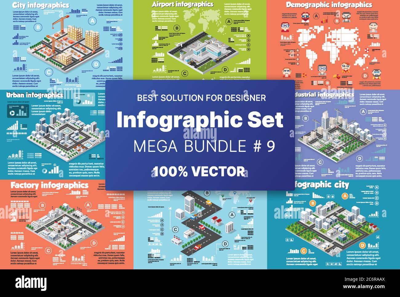 Isometric set infographics concept of blocks Stock Vector Image & Art ...