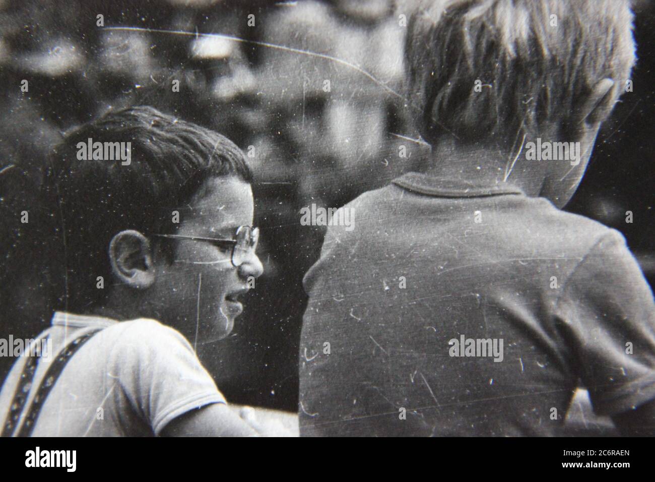 Fine 70s vintage black and white lifestyle street photography of two ...
