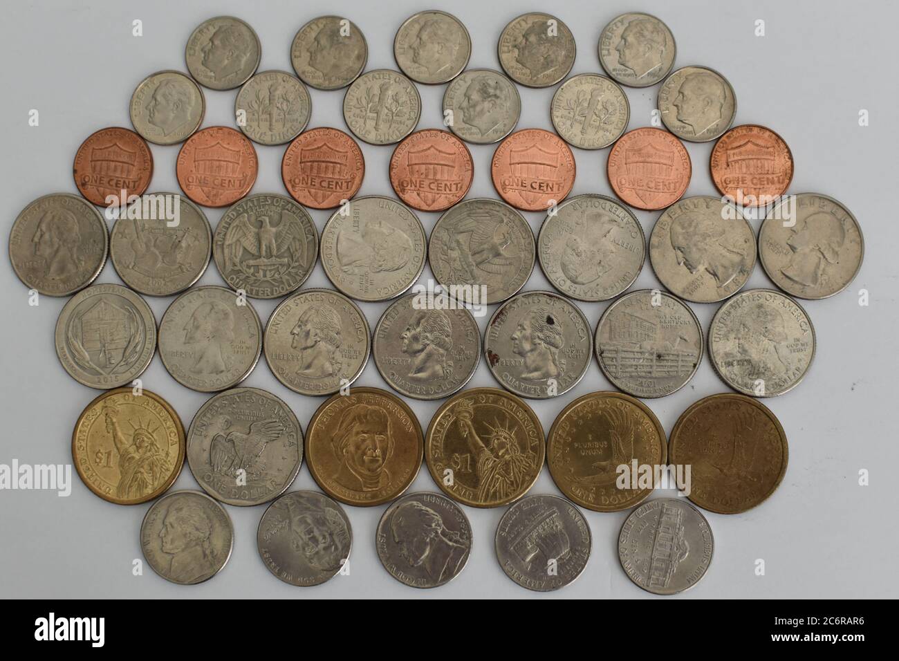 US Coins stacked, American coins stacked Stock Photo - Alamy