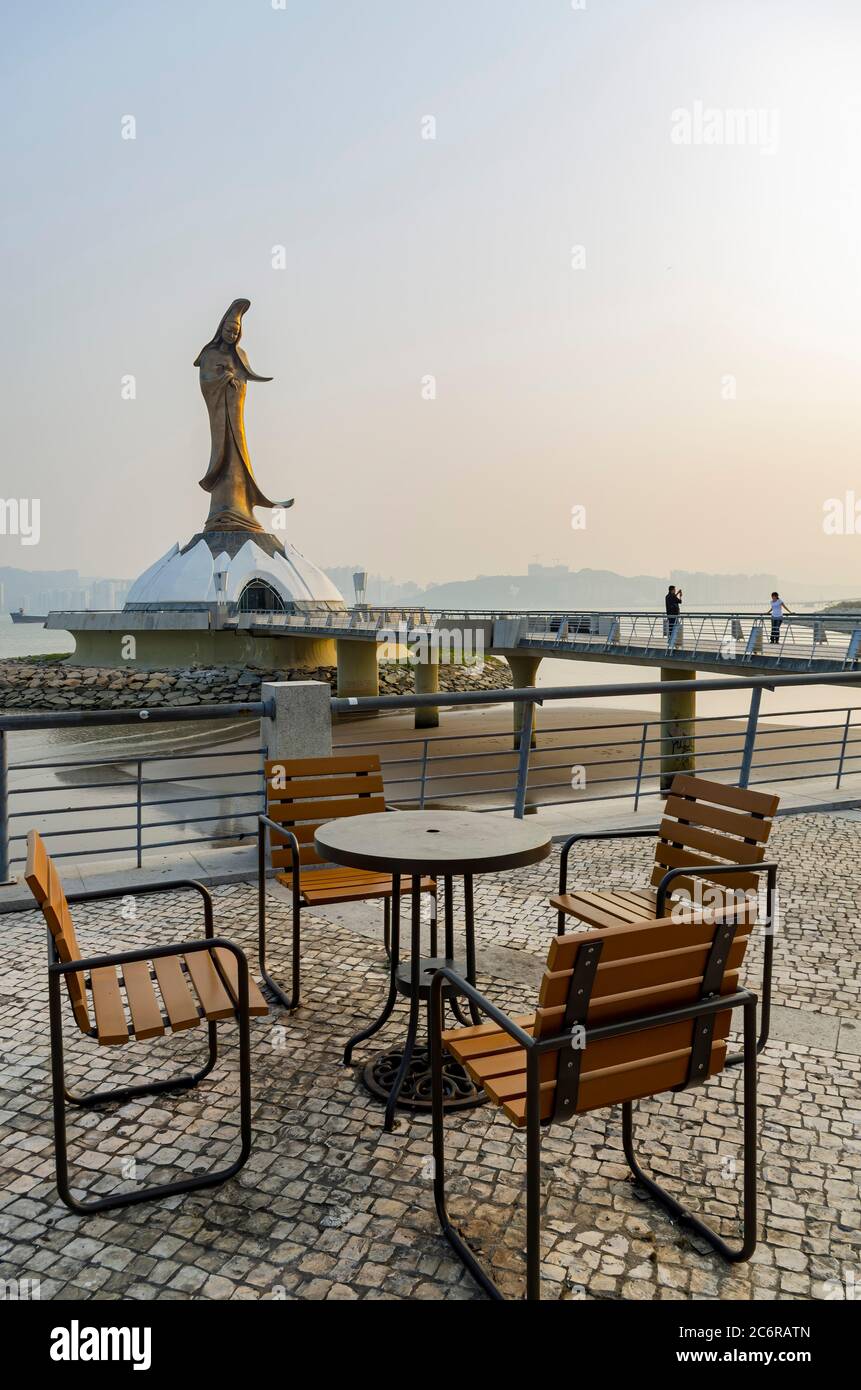 Macao, DEC 6, 2010 - Sunset exterior view of the KunIam Ecumenical ...