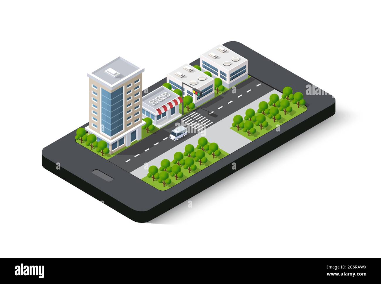 Isometric city on mobile Stock Vector Images - Alamy