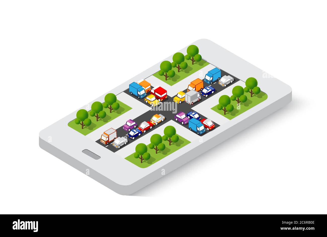 3D map of isometric city mobile phone on the street Stock Vector Image ...