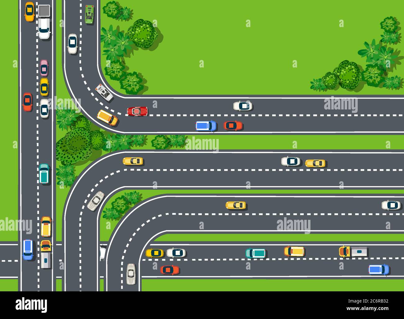 Road top view with highways many different vehicles Stock Vector Image ...
