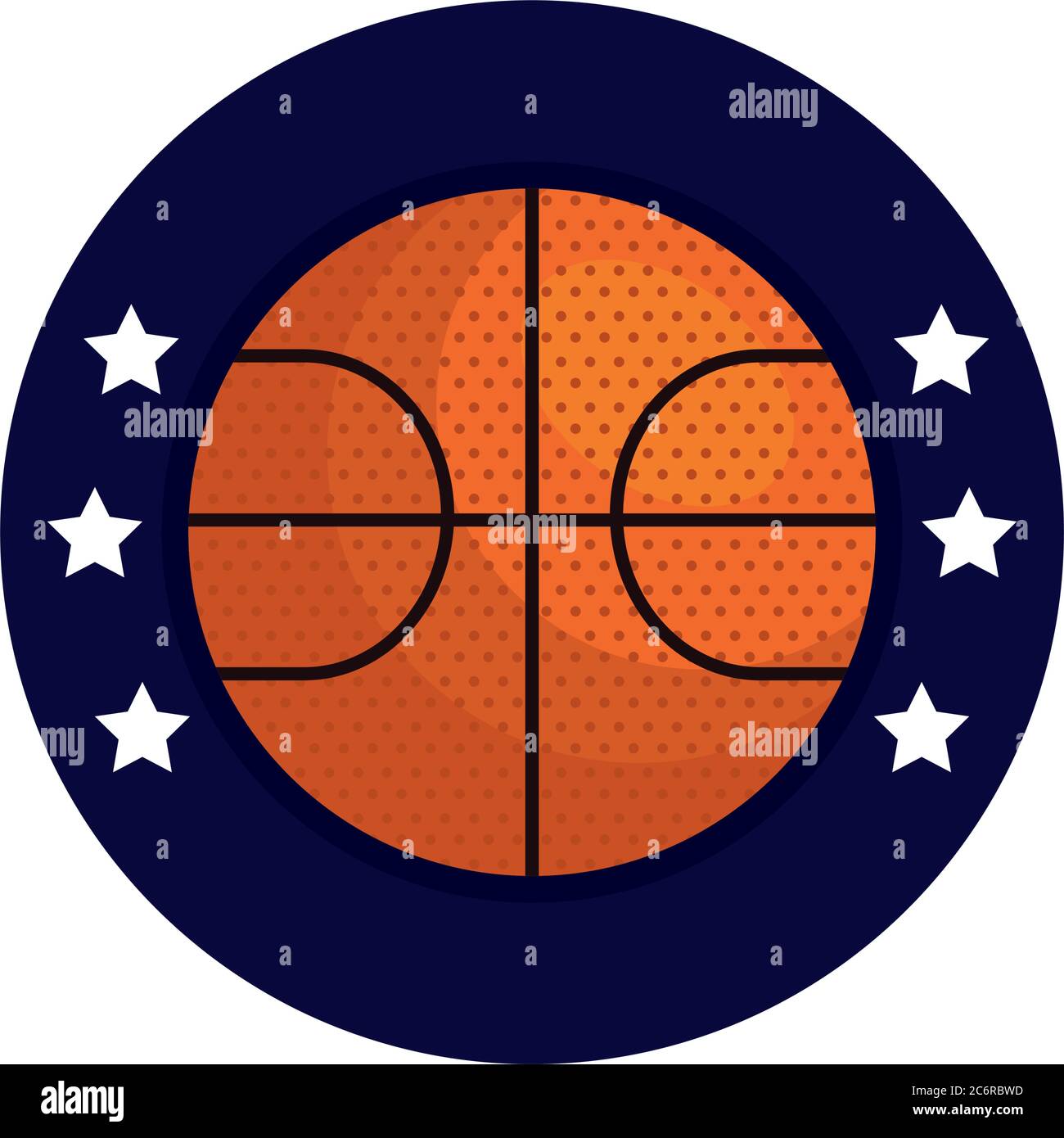 basketball, emblem, design with basketball ball, with stars in frame ...