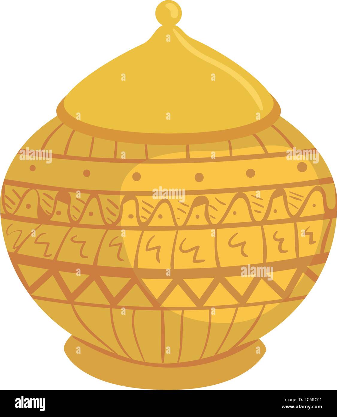 golden arabian pot, arabic culture heritage on white background Stock ...