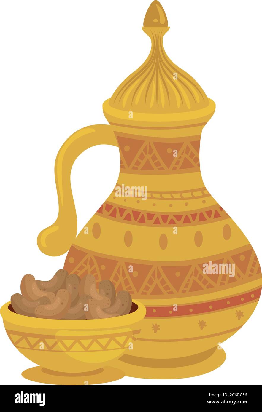 traditional arabic plate with dates fruit and teapot, ramadan kareem ...