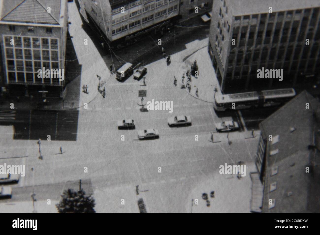 Fine 70s vintage black and white lifestyle photography aerial view of a ...
