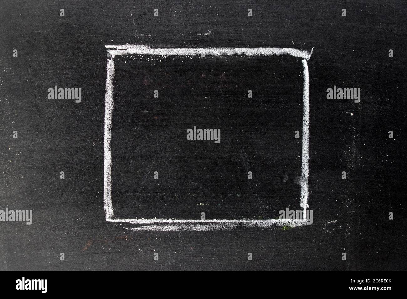 White chalk hand drawing in blank square shape on blackboard background ...