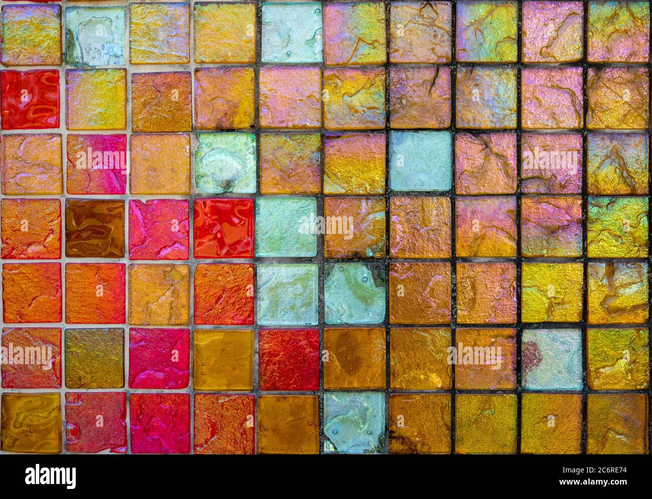 Red and Orange Iridescent Tile Grid background Stock Photo - Alamy