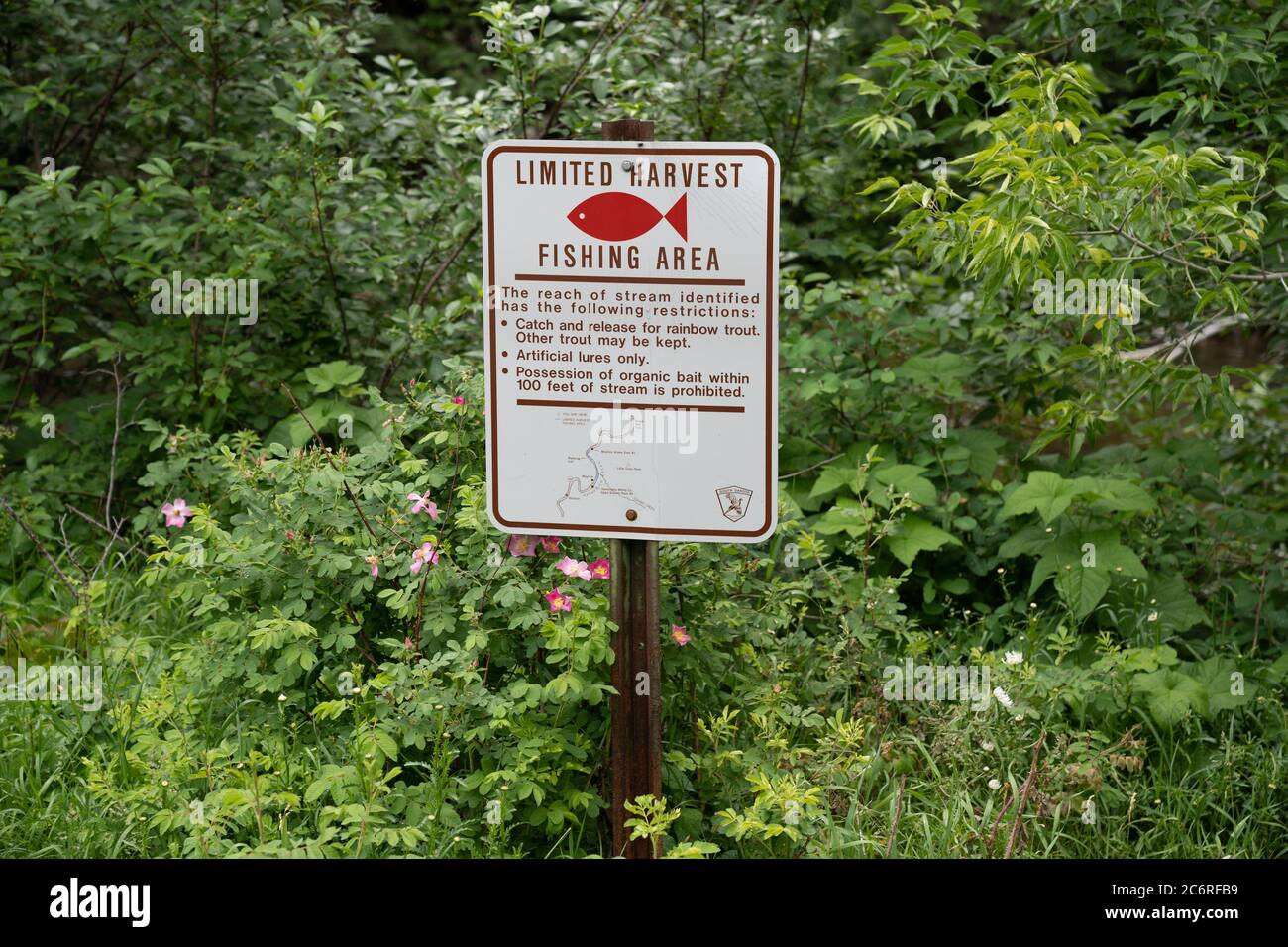 Lead, South Dakota - June 22, 2020: Sign reminding anglers this is a ...