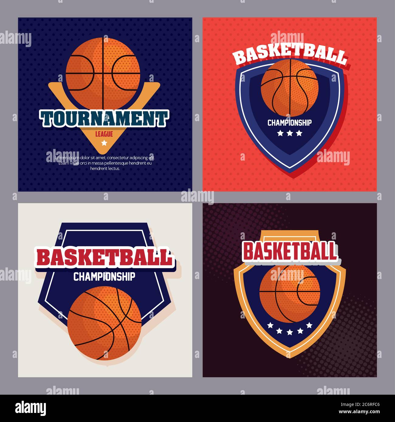 set of basketball emblems, designs of basketball championships with ...