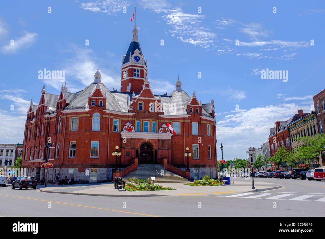 Outside view of the Neoclassical building of Stratford City Hall ...
