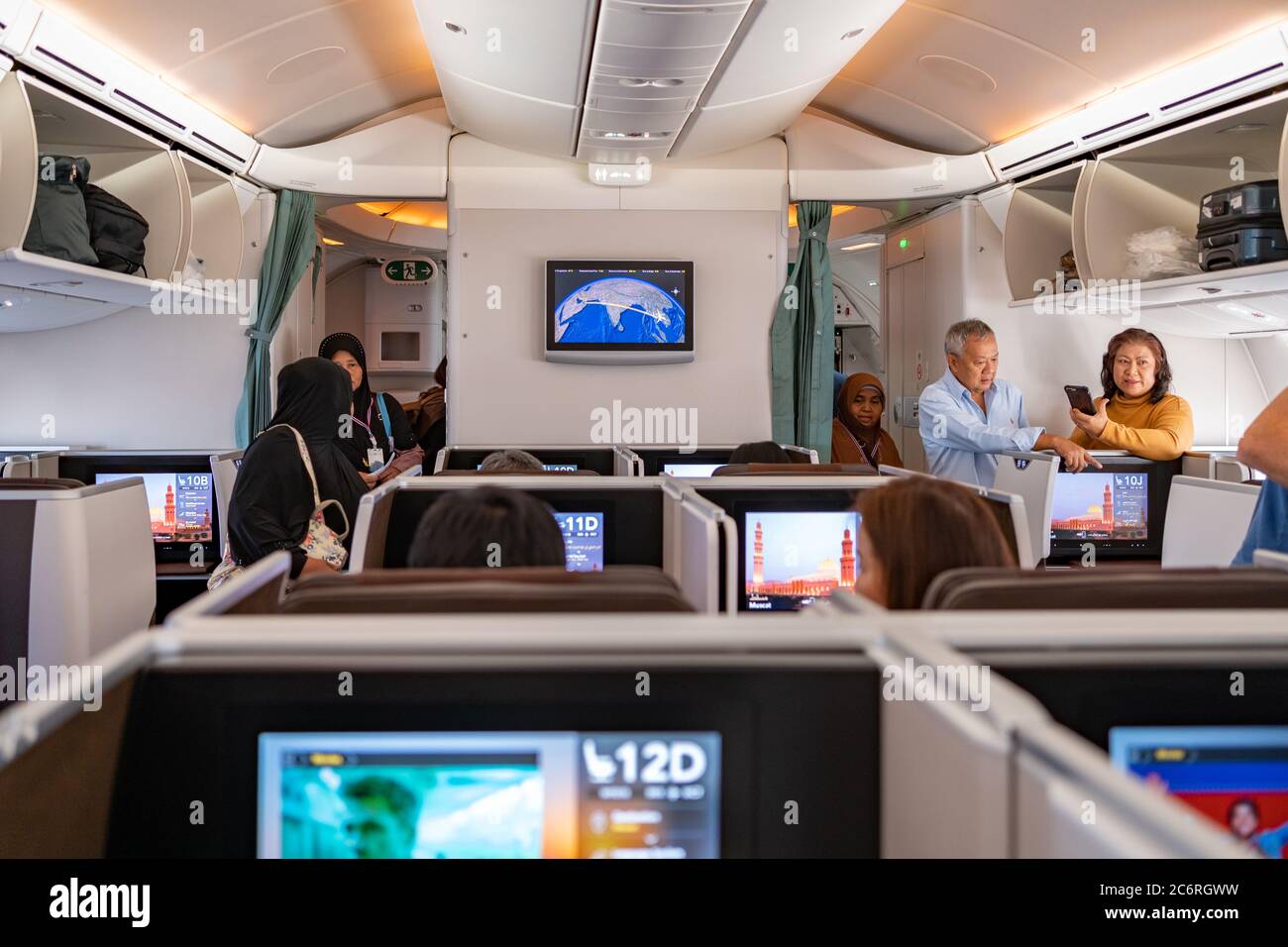 Bangkok, Thailand - 14 December 2019 - Passengers wait on the plane at ...