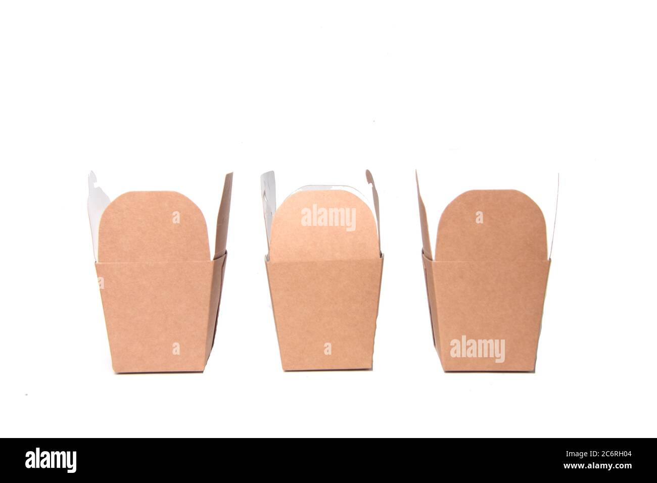 three wok boxes isolated on white background. Image contains copy space ...